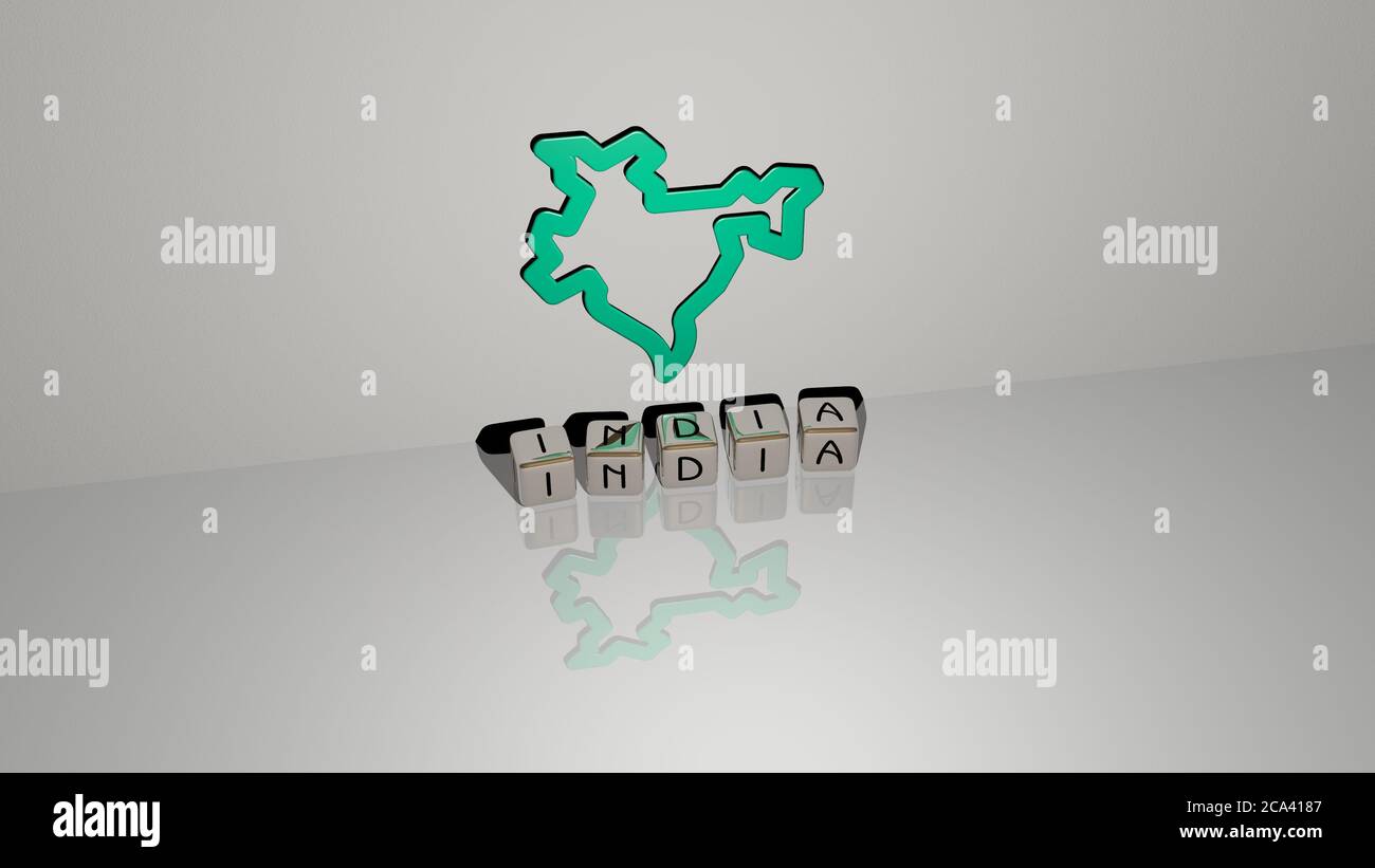 3D representation of india with icon on the wall and text arranged by ...