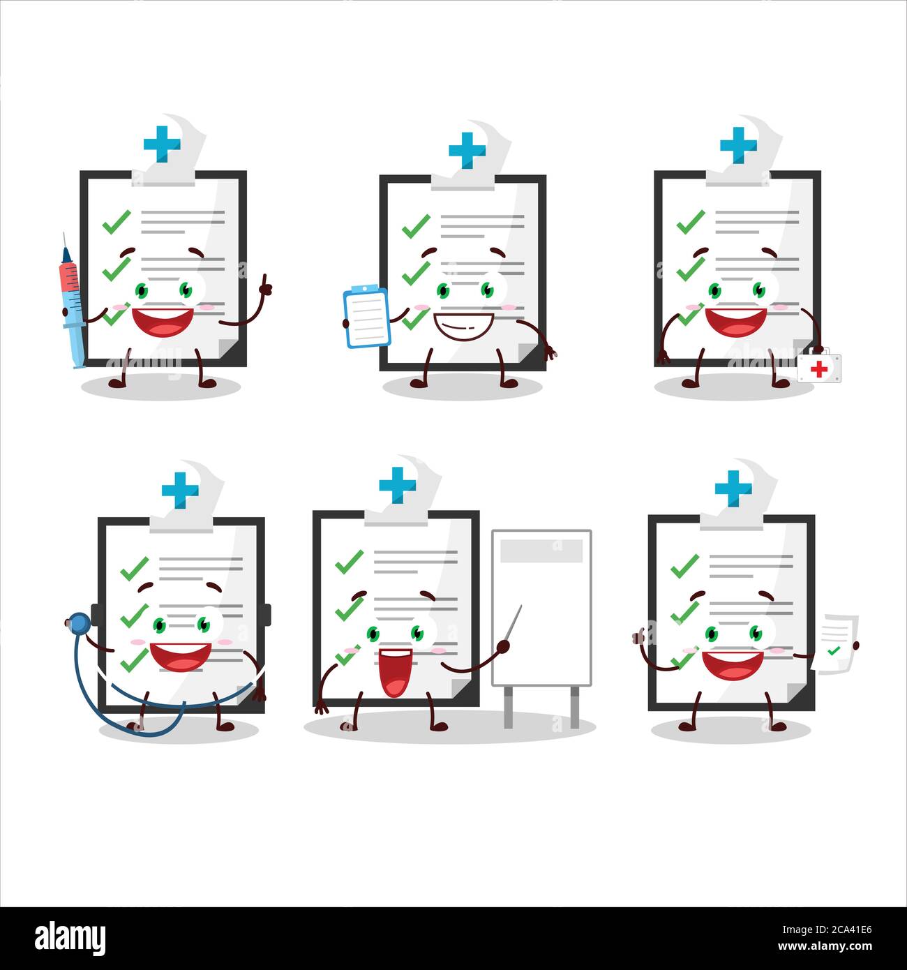 Doctor profession emoticon with clipboard with checklist cartoon ...