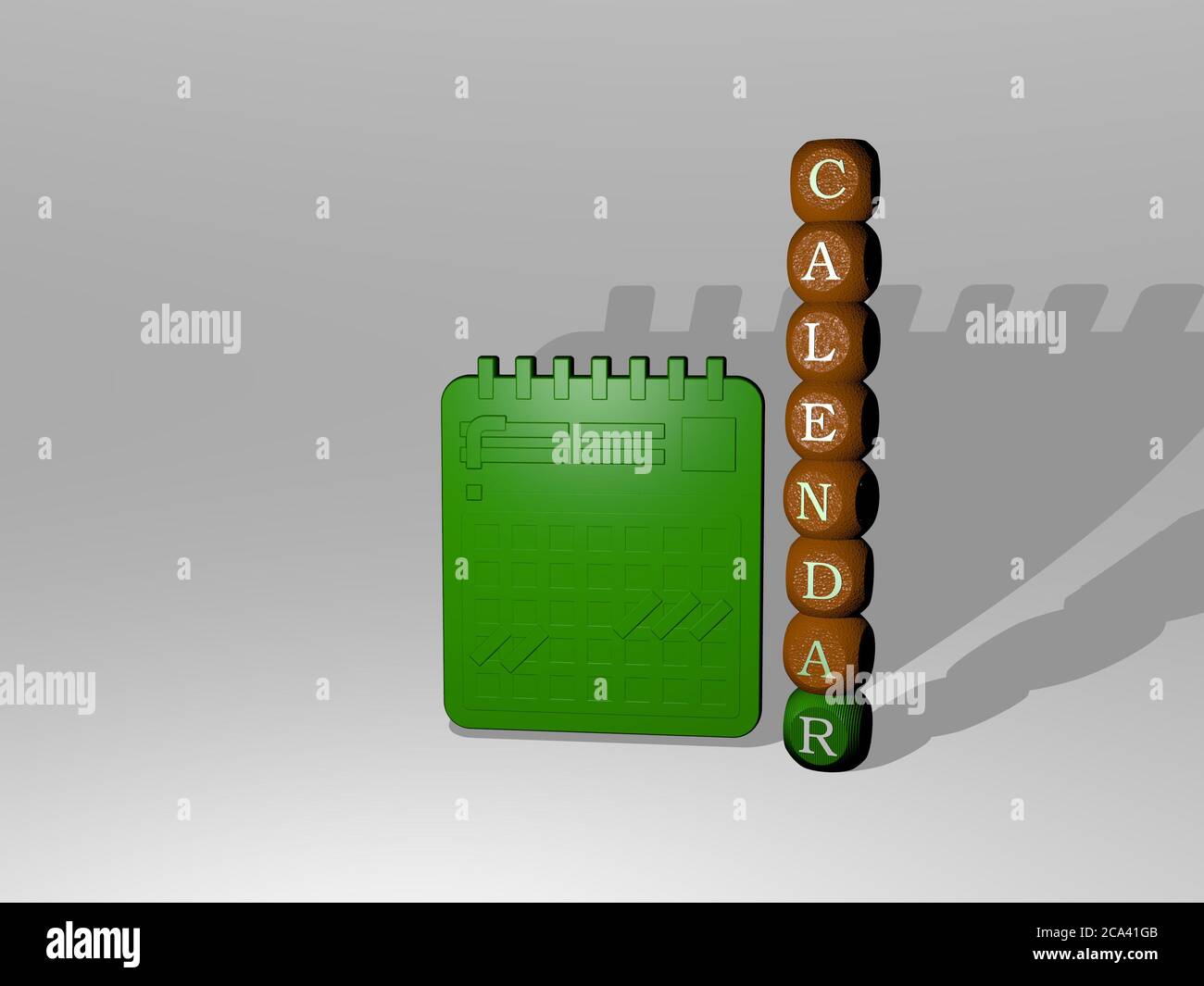 3D illustration of CALENDAR graphics and text around the icon made by ...