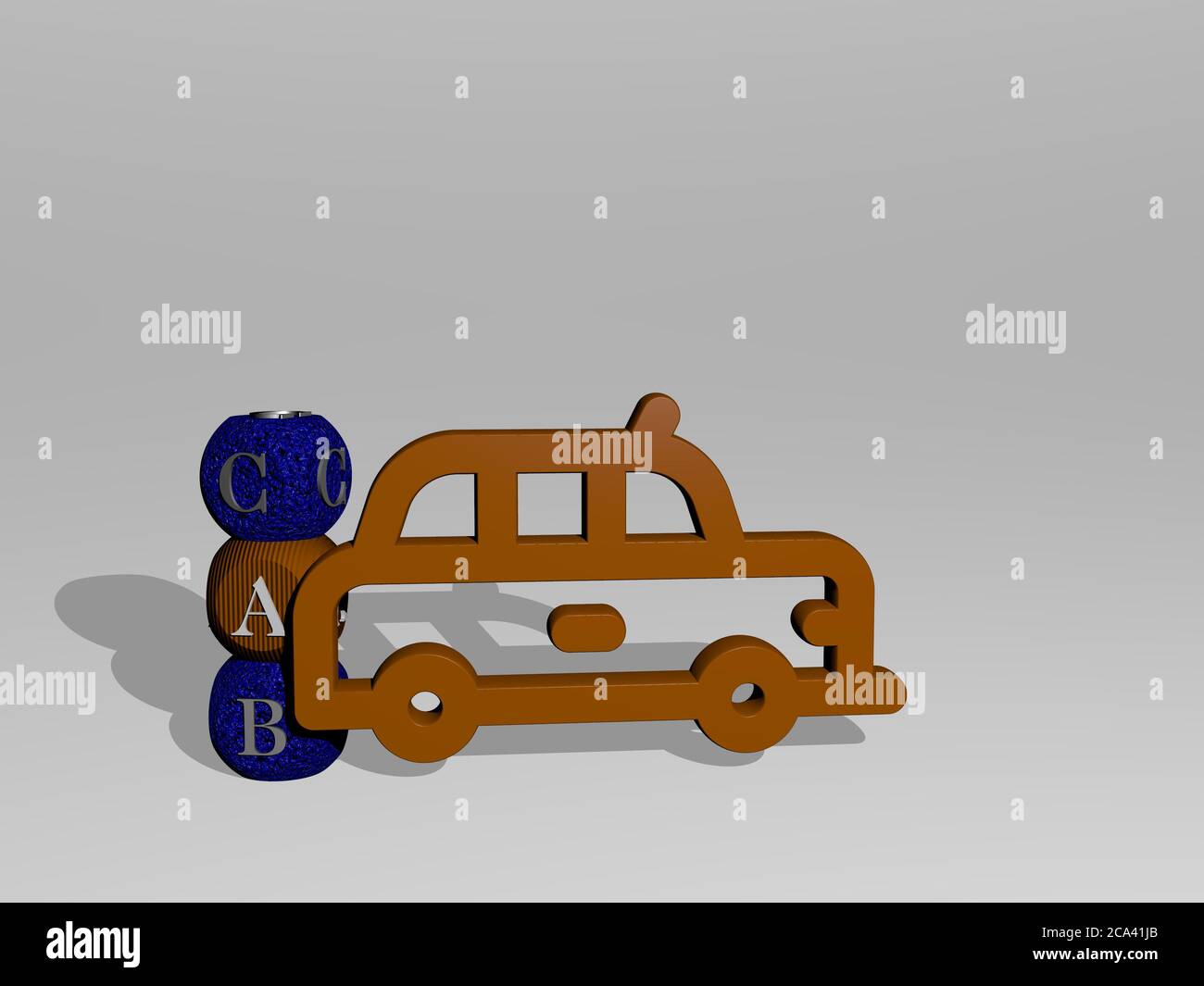 3D illustration of cab graphics and text around the icon made by ...