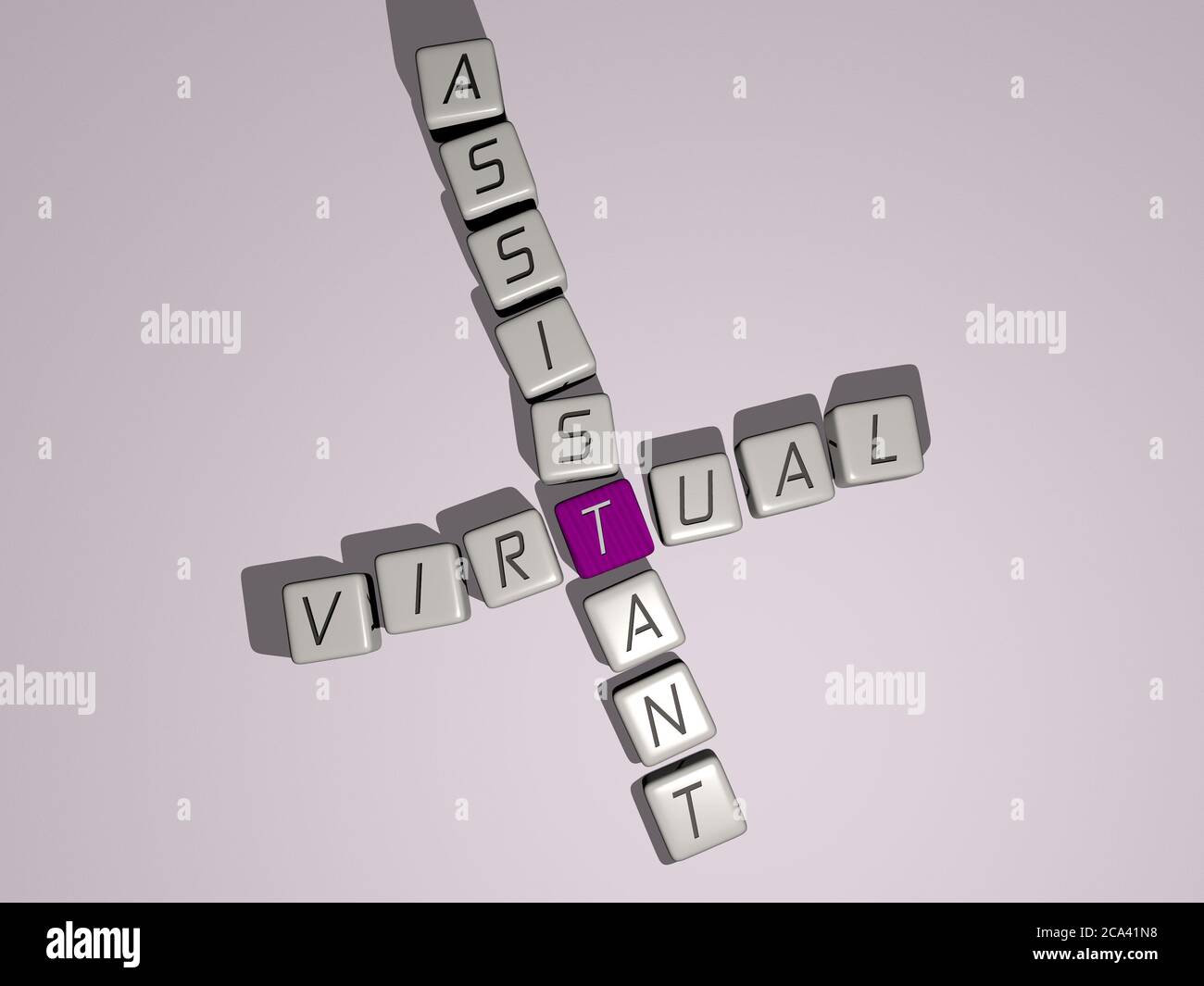 virtual assistant combined by dice letters and color crossing for the ...