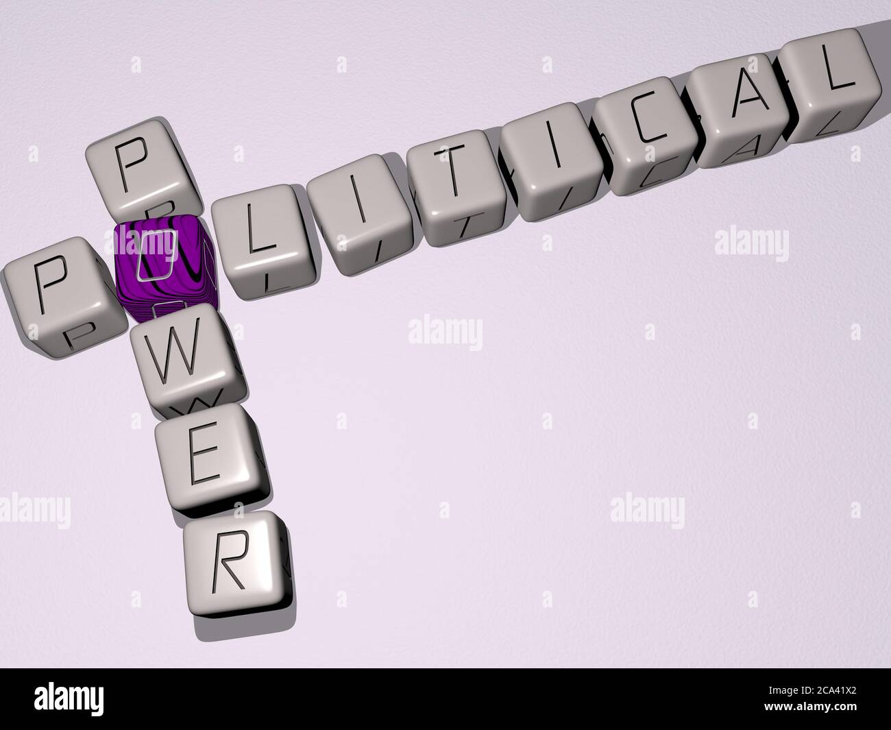 crosswords of POLITICAL POWER arranged by cubic letters on a mirror ...