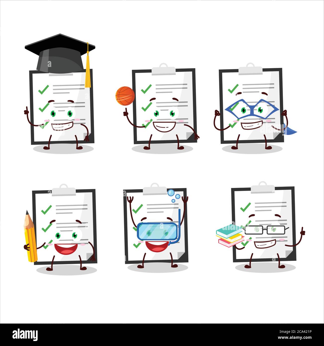 School student of clipboard with checklist cartoon character with ...