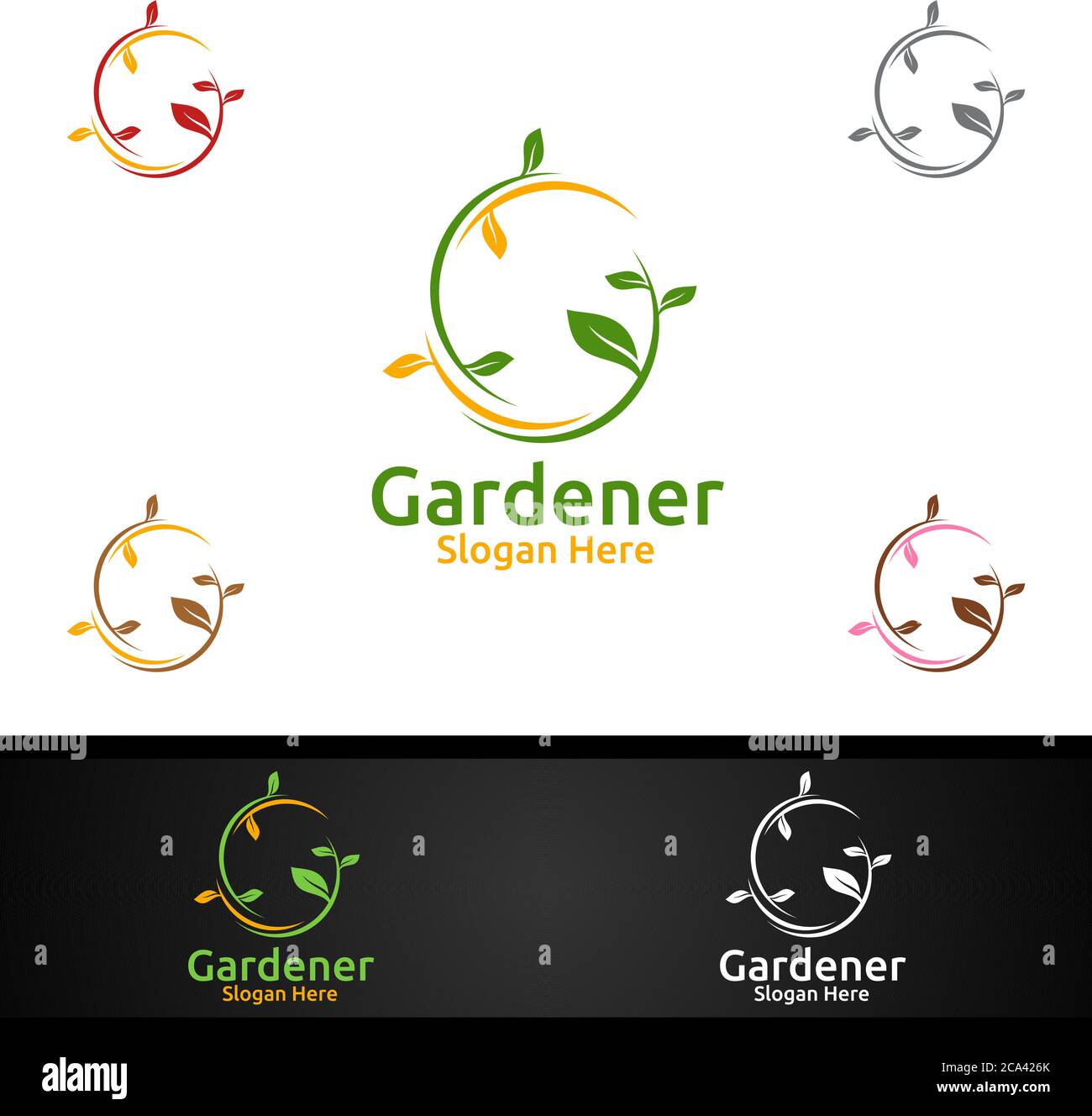 Gardener Care Logo with Green Garden Environment or Botanical ...