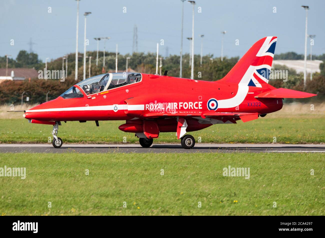 Raf Red Arrows jet at Blackpool airport on the runway for the Blackpool ...