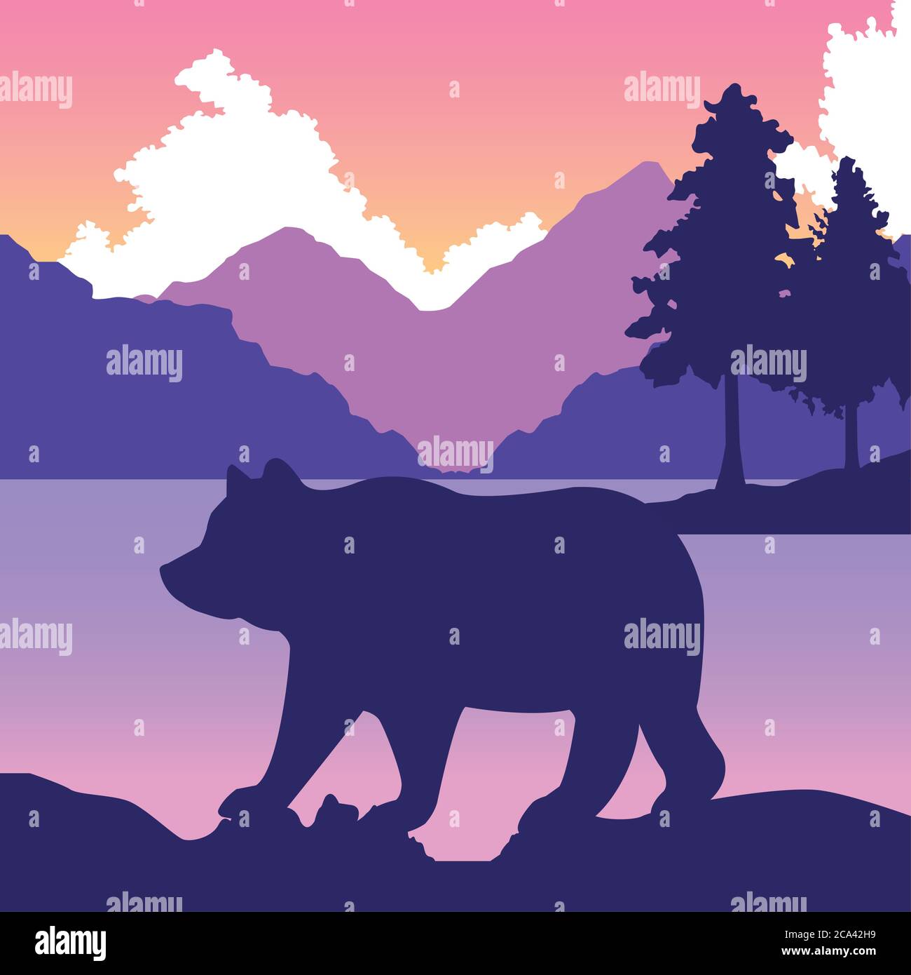 big bear animal in the landscape scene vector illustration design Stock ...