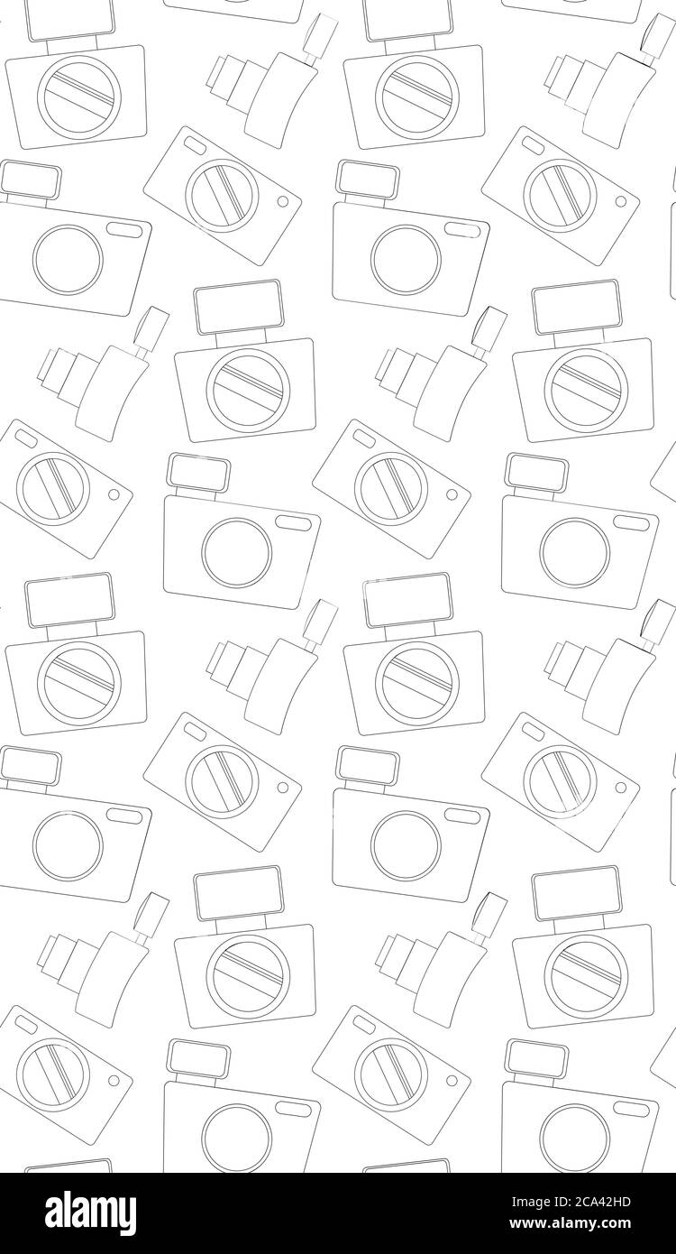 Seamless pattern with the contours of the camera. Vector background for ...