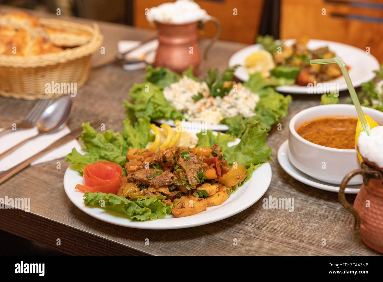 Beautiful Turkish meat meal close up Stock Photo - Alamy