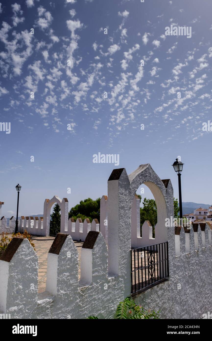 Moorish style architecture in the mountain top pueblo of Comares ...