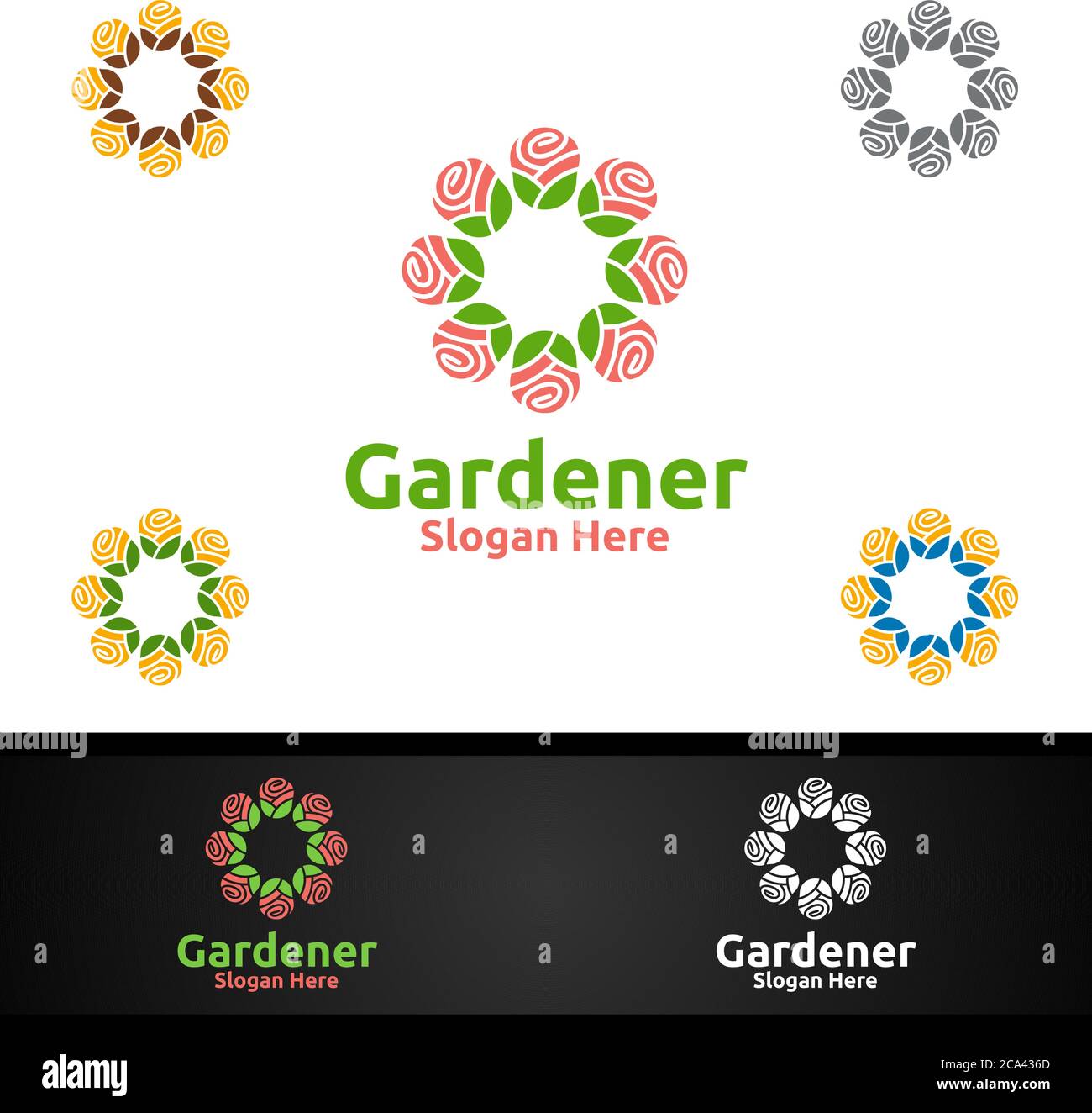 Flower Gardener Logo with Green Garden Environment or Botanical ...