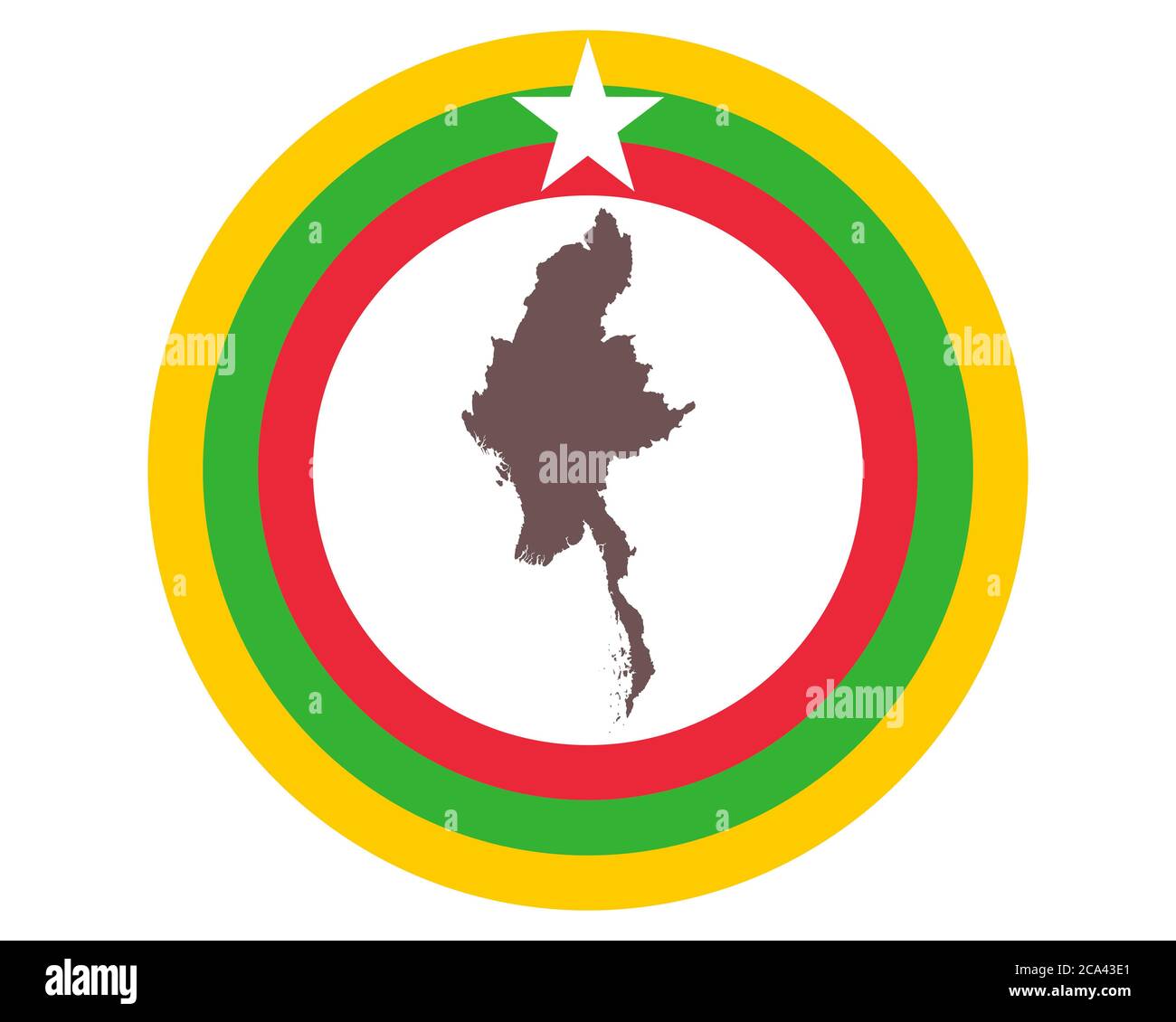 Map of Myanmar on background with flag Stock Photo - Alamy