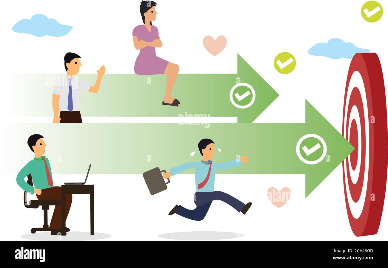 Businesspeople running to the target. Concept of business goal target ...