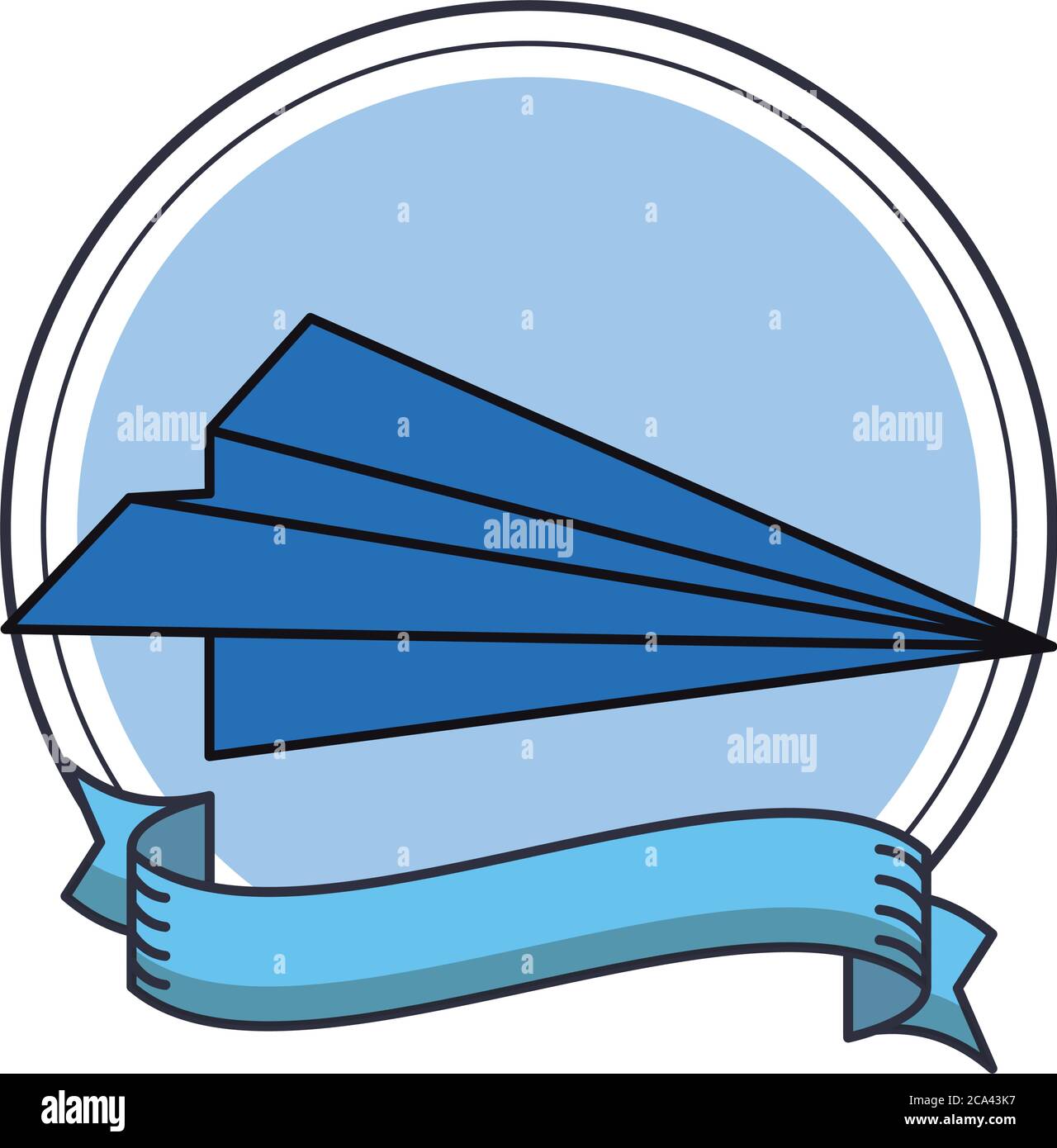 paper airplane flying in circular frame vector illustration design ...