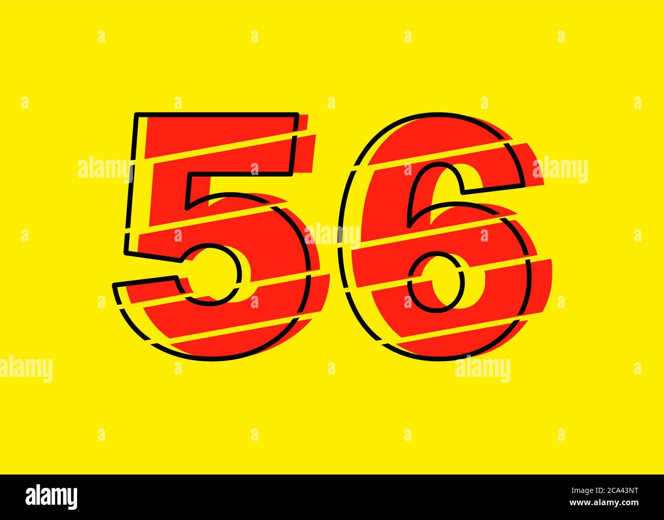 Glitch Modern Red 56 Number Design Vector Illustration. Numeral Vector ...