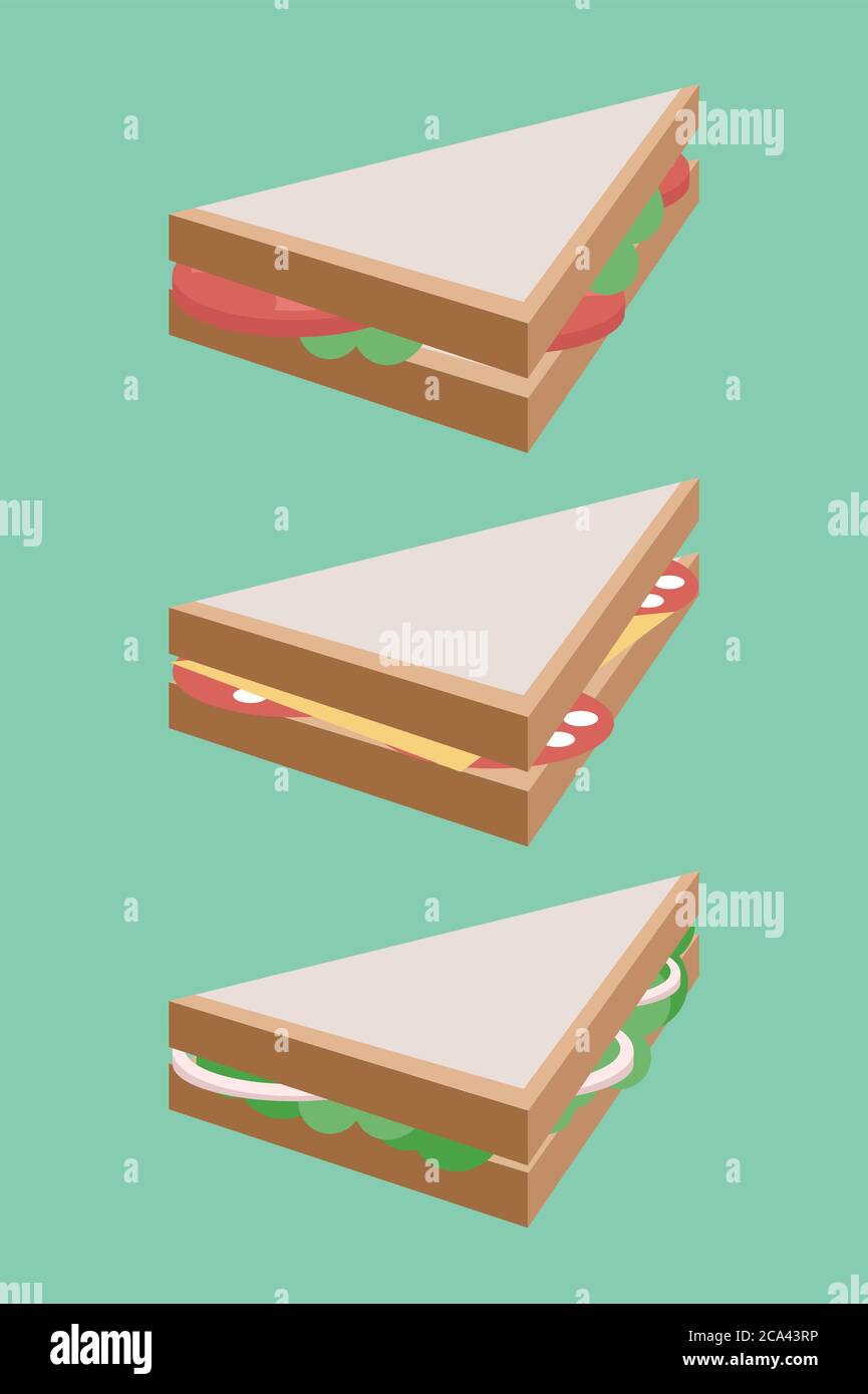 Vector flat illustration of isometric sandwich. Vector element for your ...