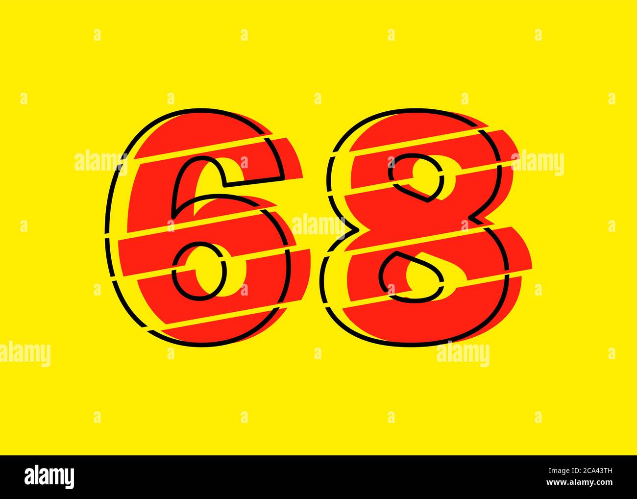 Glitch Modern Red 68 Number Design Vector Illustration. Numeral Vector ...