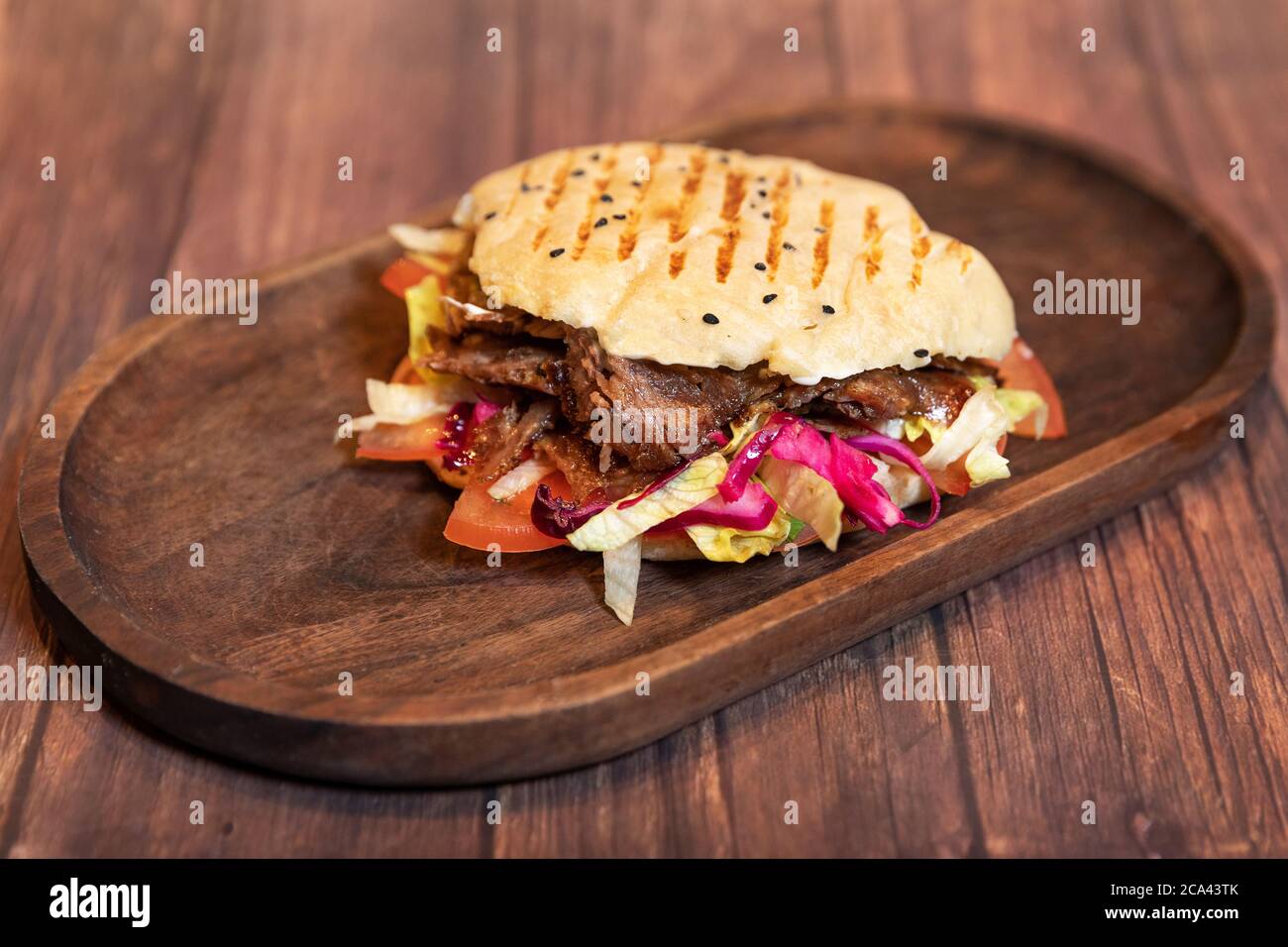 Tasty Shawarma, chicken burger close up Stock Photo - Alamy