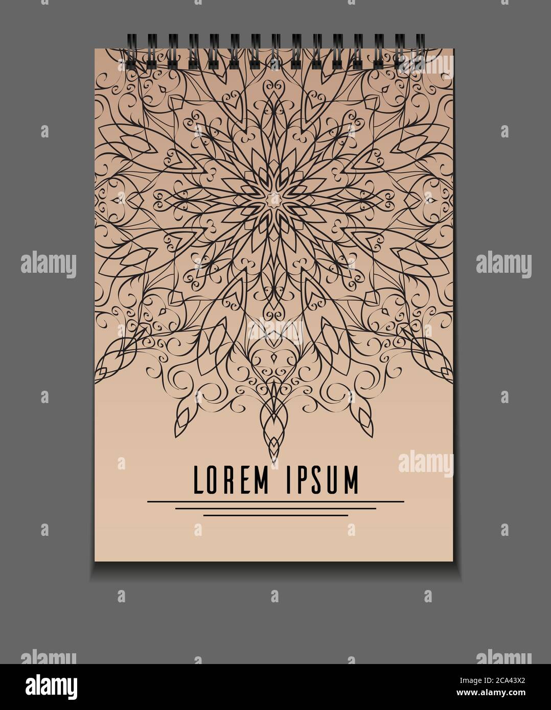 Template notebook on springs with freehand mandala and place for text ...