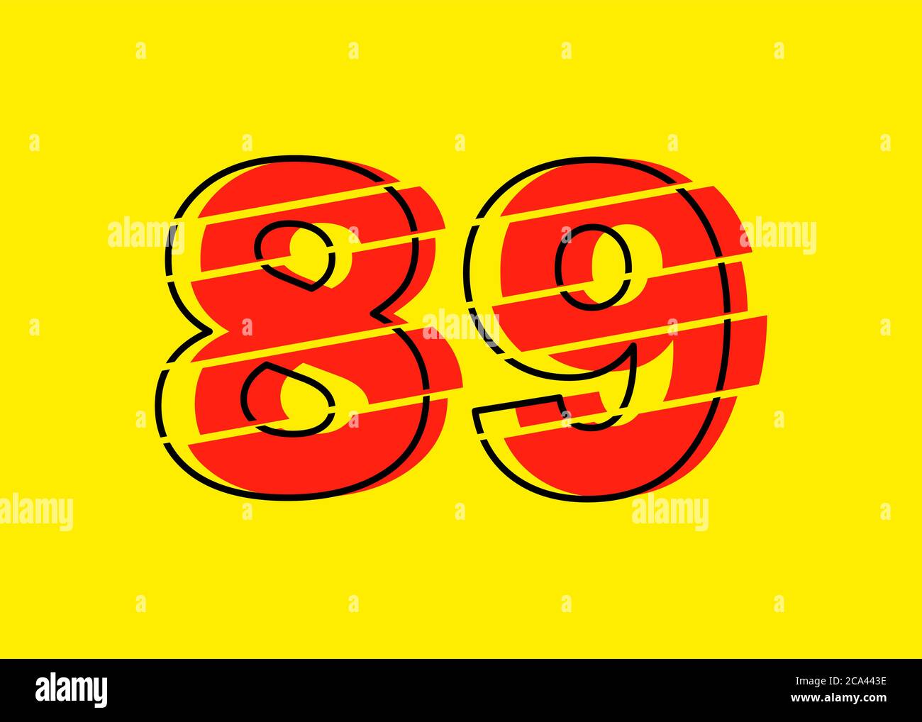 Glitch Modern Red 89 Number Design Vector Illustration. Numeral Vector ...