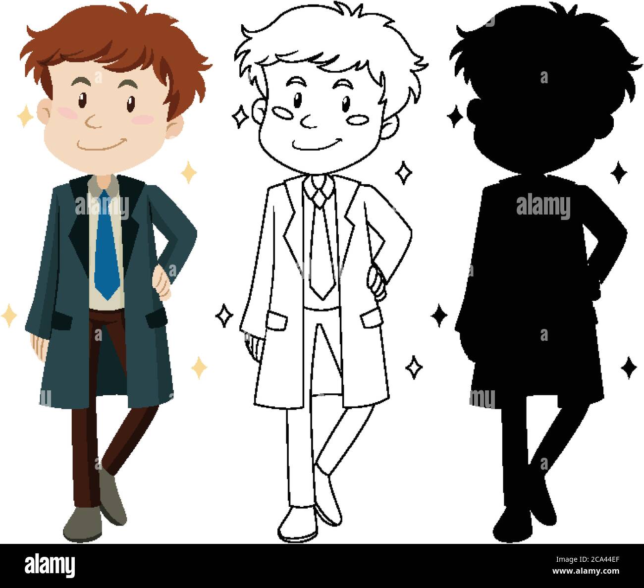 Set of handsome man cartoon character illustration Stock Vector Image ...