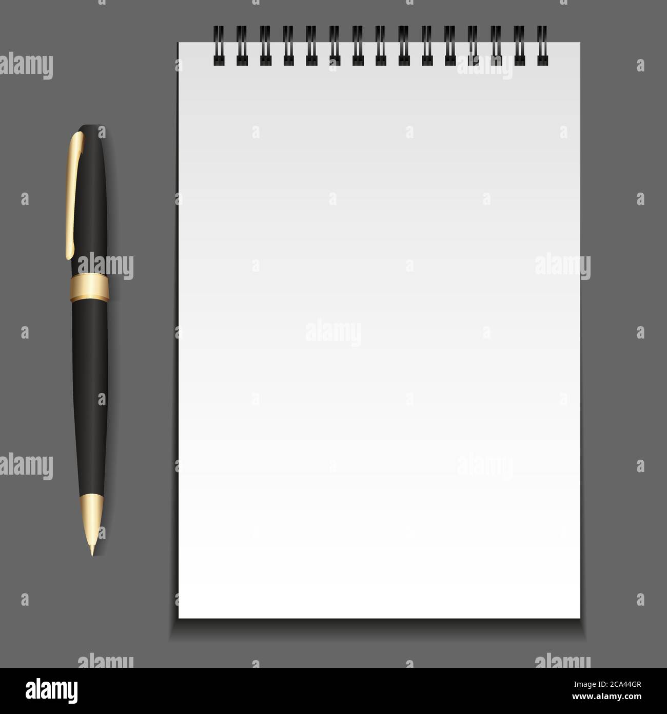 Vector notepad template on springs with a pen. Vector element for your ...