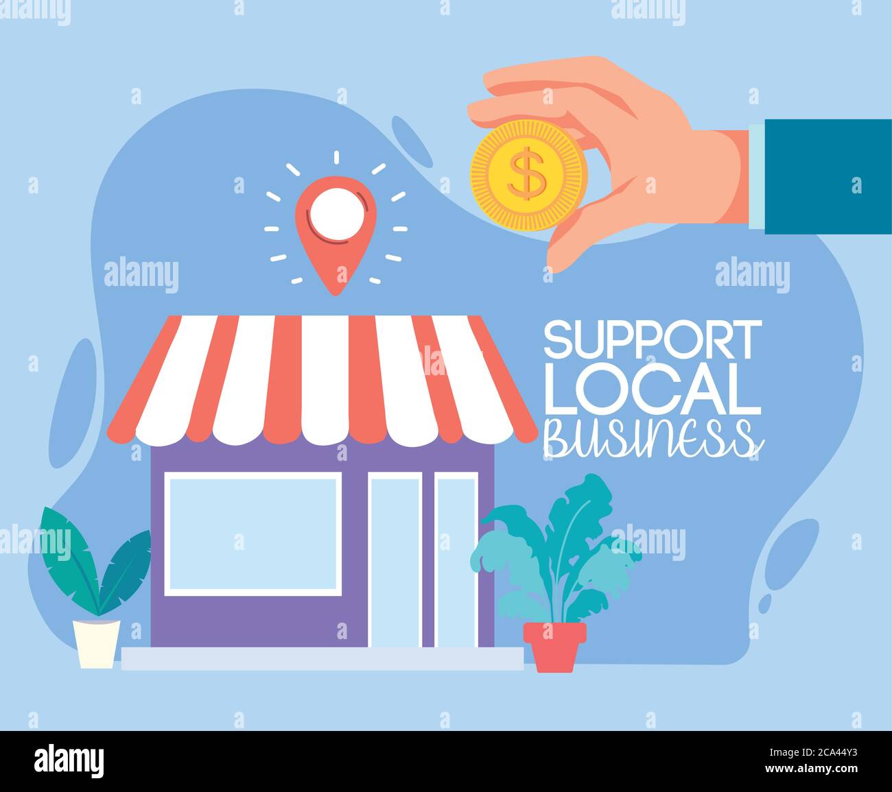 support of local businesses in the city vector illustration design ...