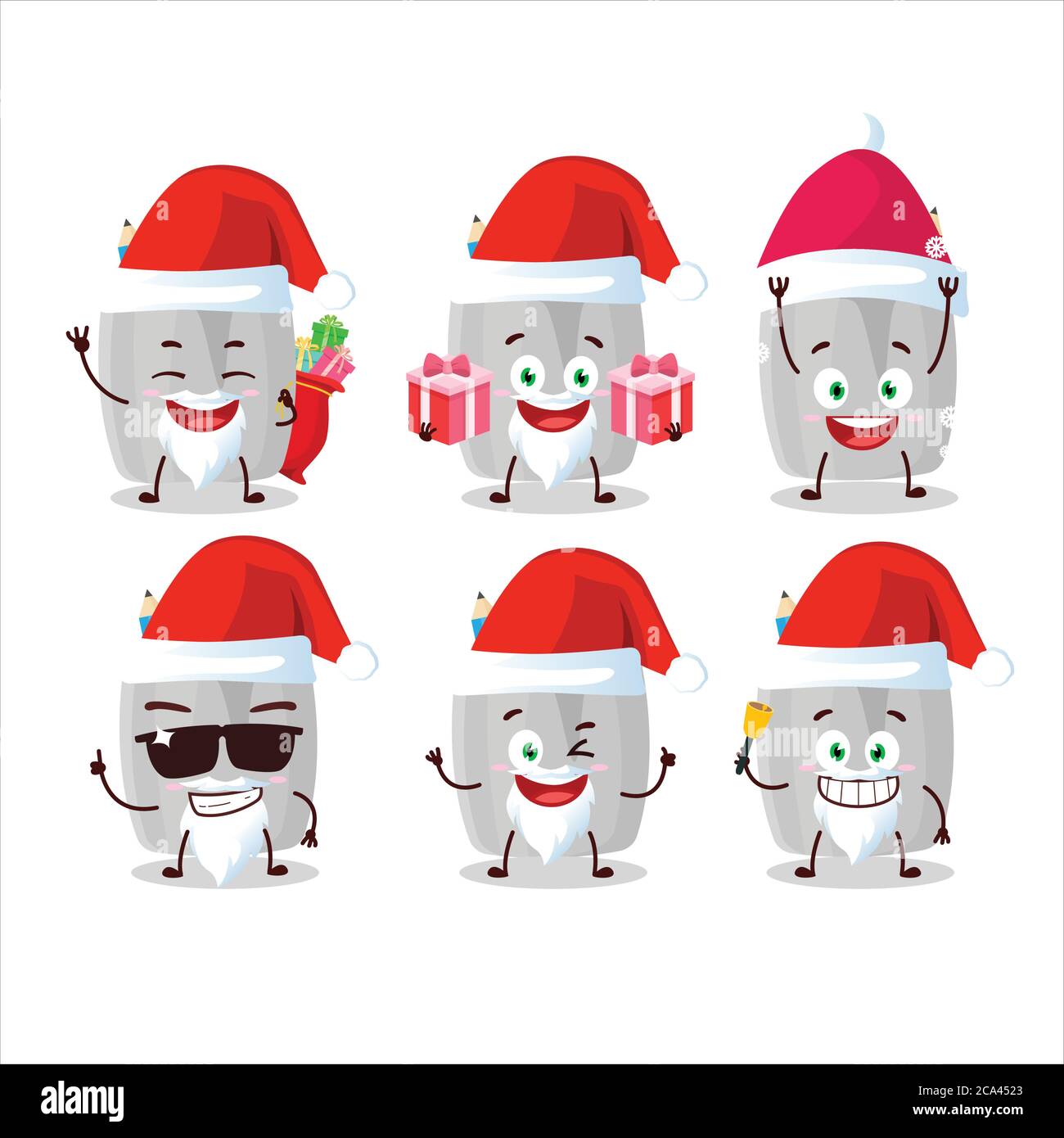Santa Claus emoticons with glass of pencil cartoon character Stock ...