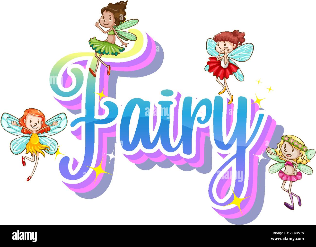 Fairy logos with little fairies on white background illustration Stock ...