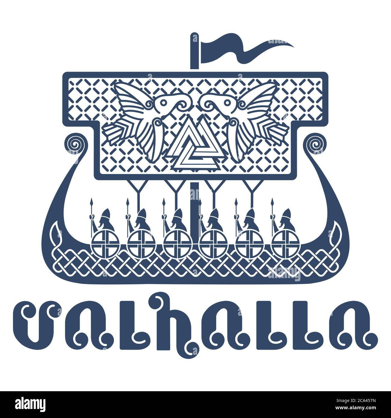 An ancient Scandinavian image of a Viking ship, norse pattern and the ...