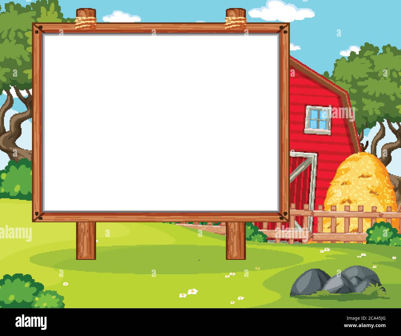 Empty banner board in nuture farm scenery illustration Stock Vector ...