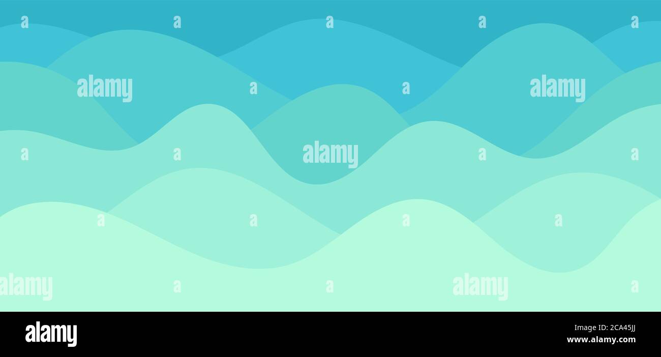 Fluid background water wave design like the sea cyan color overlap ...