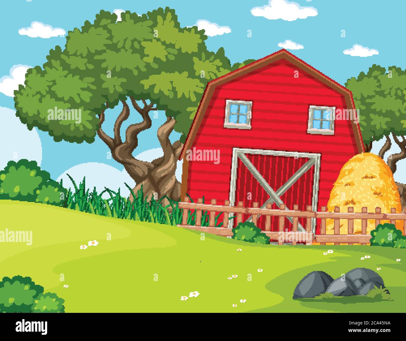 Empty background nature farm scenery illustration Stock Vector Image ...