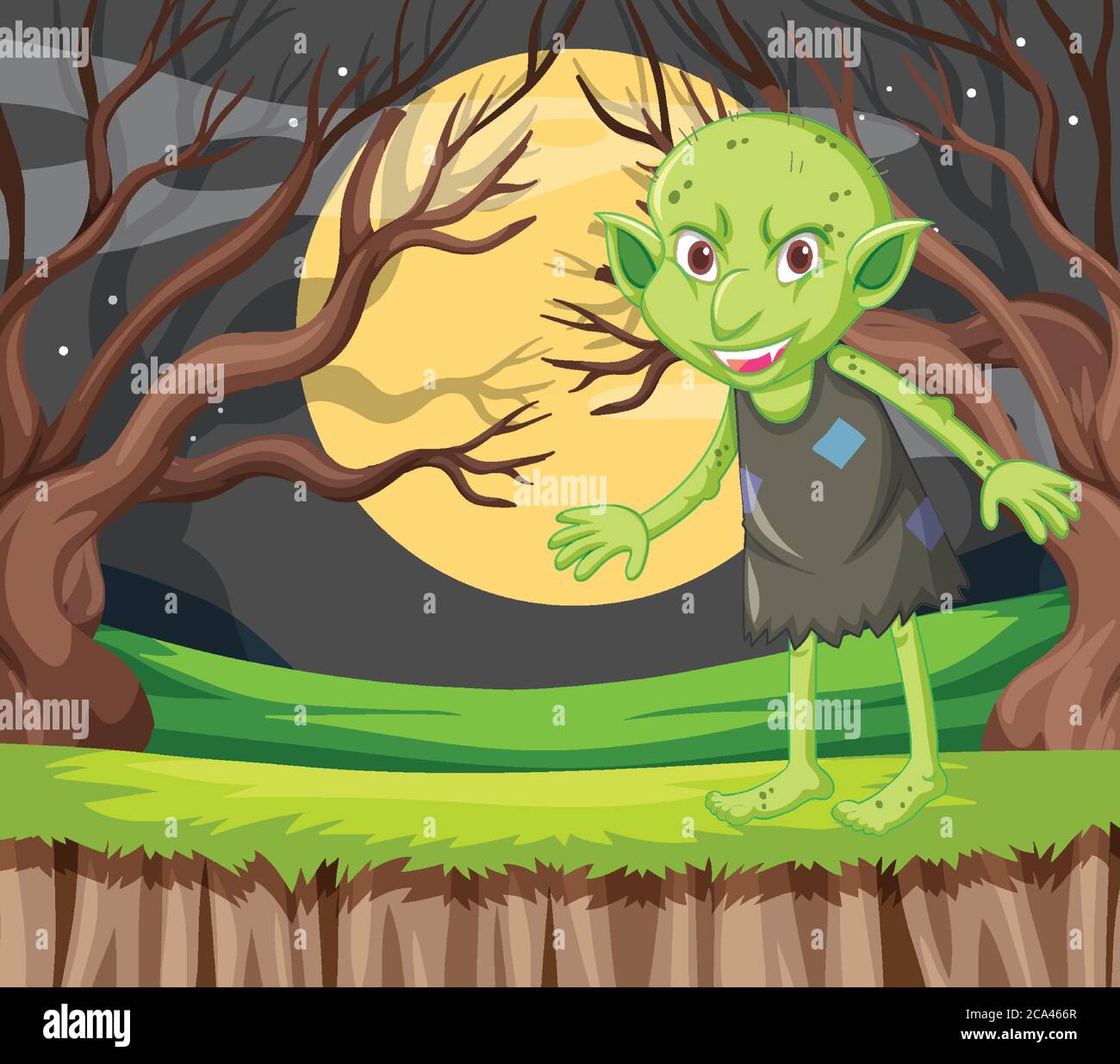 Goblin in standing position in cartoon character on background ...
