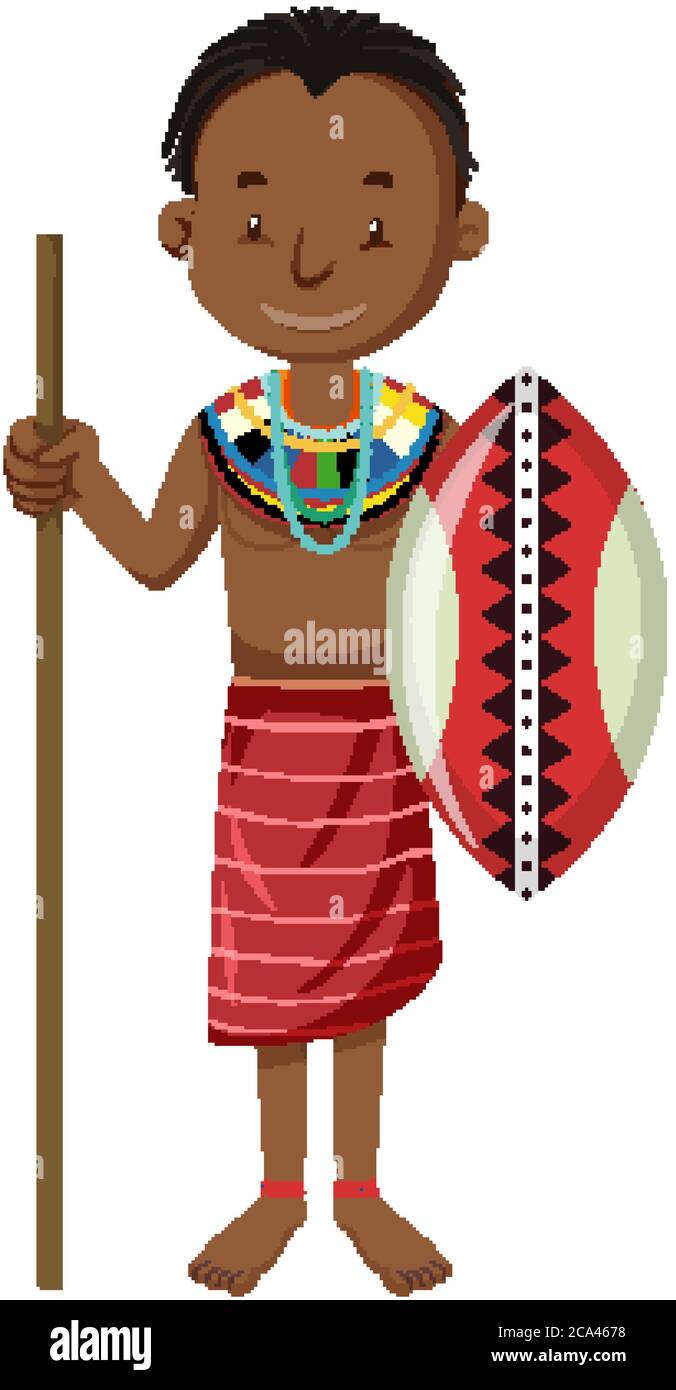 Ethnic people of African tribes in traditional clothing cartoon ...