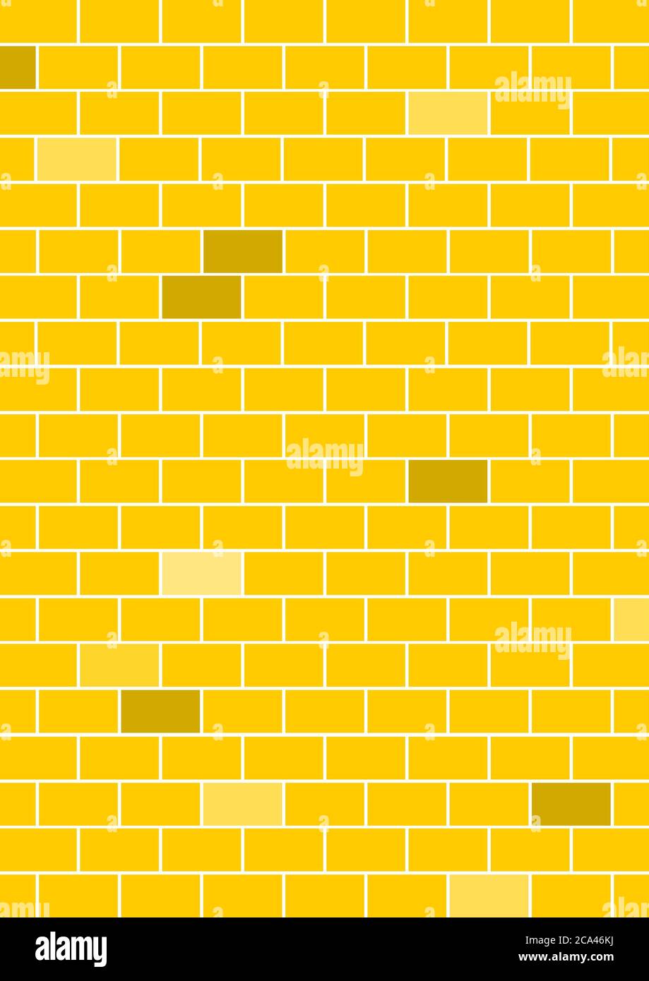 Yellow ceramic tile wall texture background. Yellow rectangular tile ...