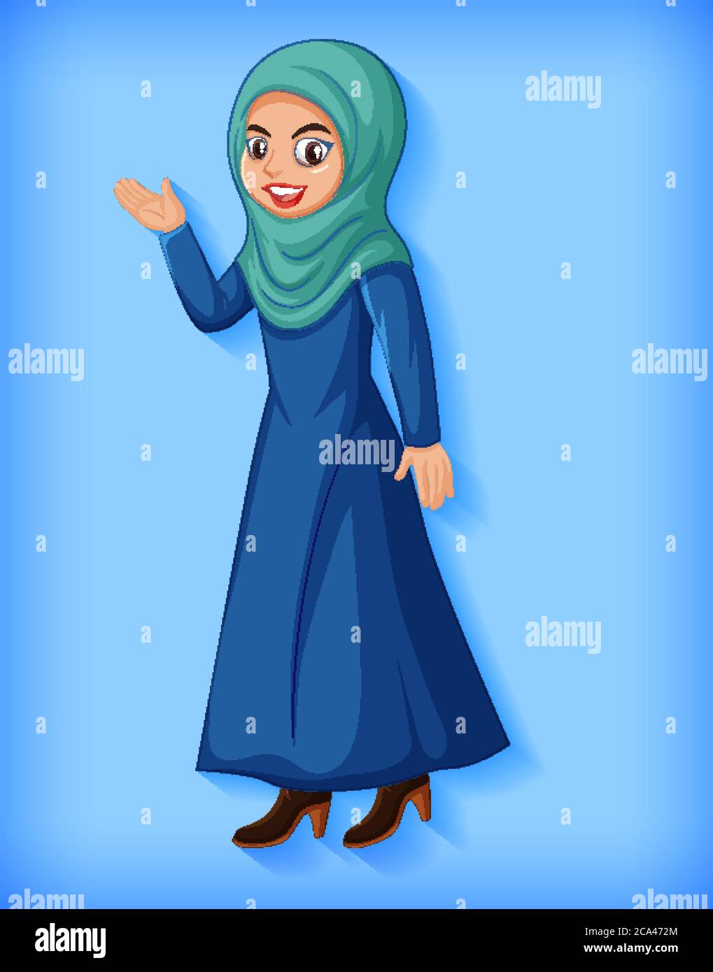 Beautiful arabic lady cartoon character illustration Stock Vector Image ...