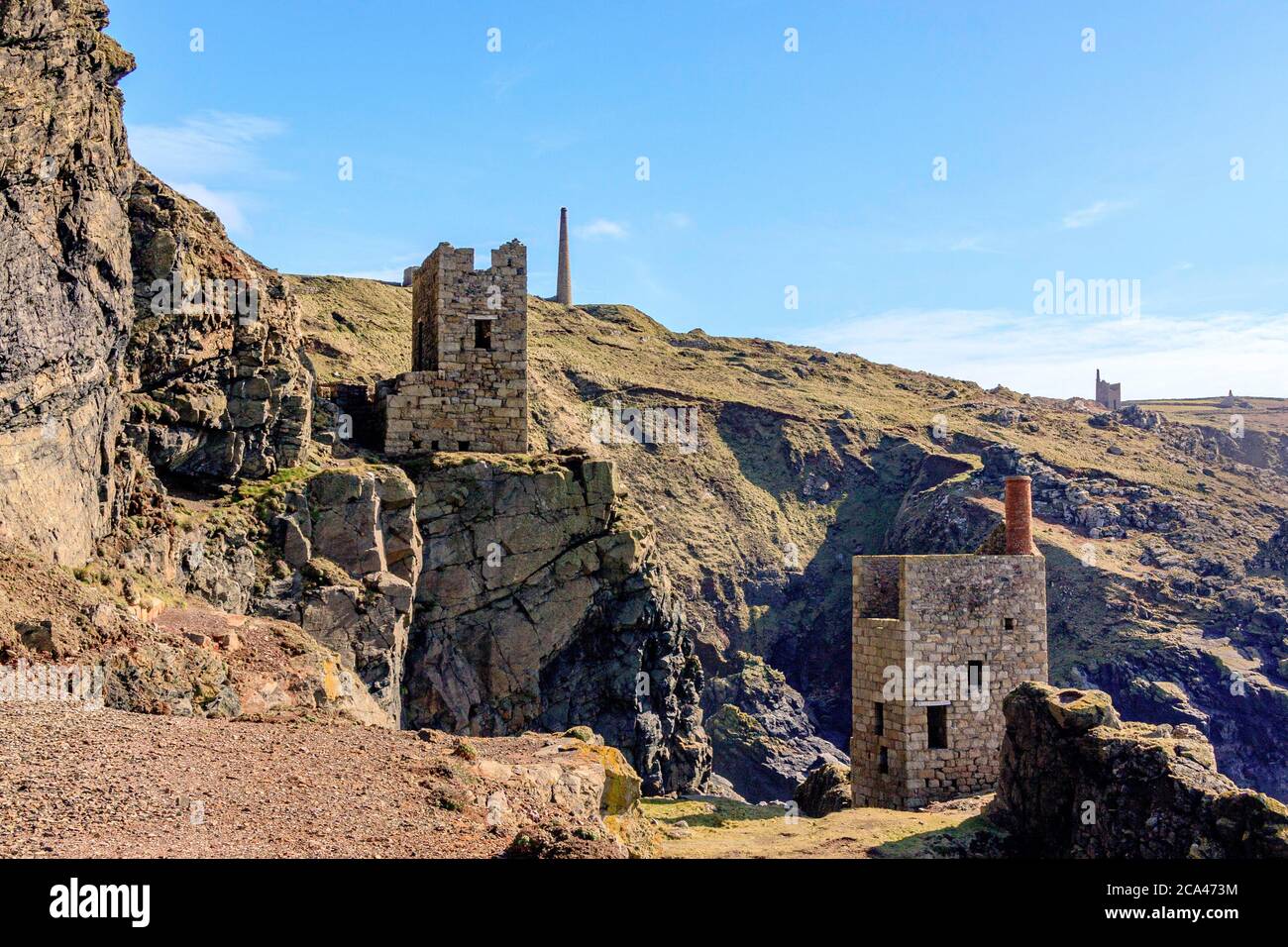 Crowns Engine houses, Botallack. It was a submarine mine with tunnels ...