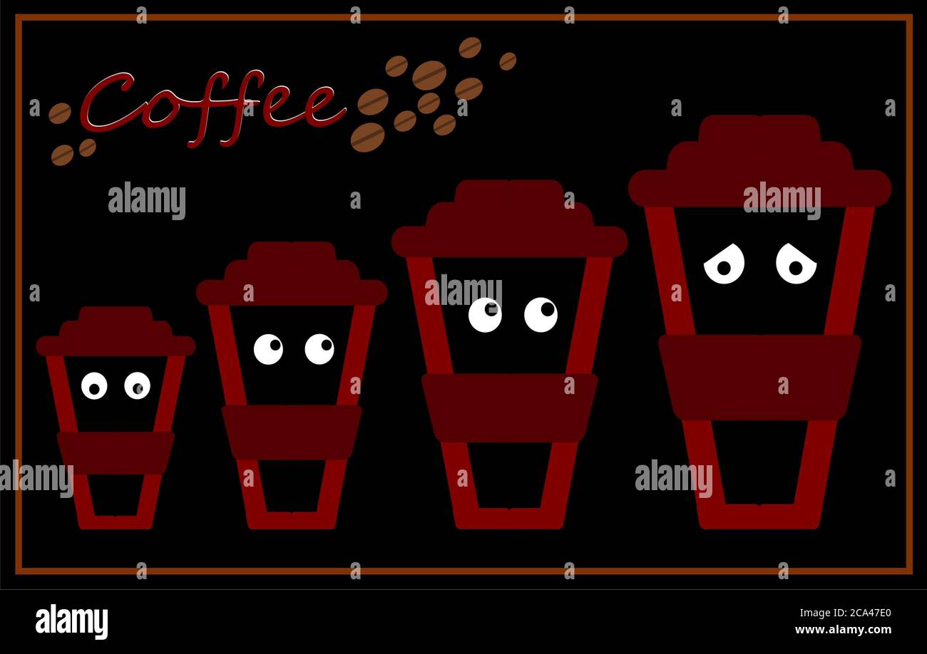 Coffee cups. Poster design for coffee shop Stock Photo - Alamy