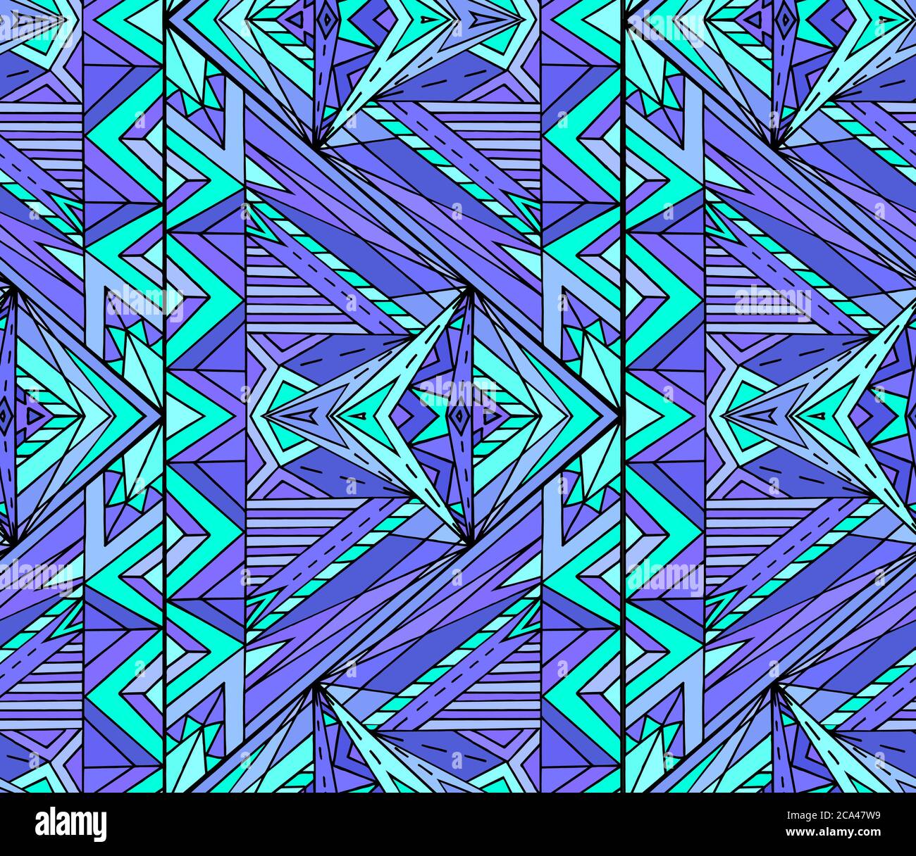 Abstract ethnic pattern in blue tones. Vector background for your ...