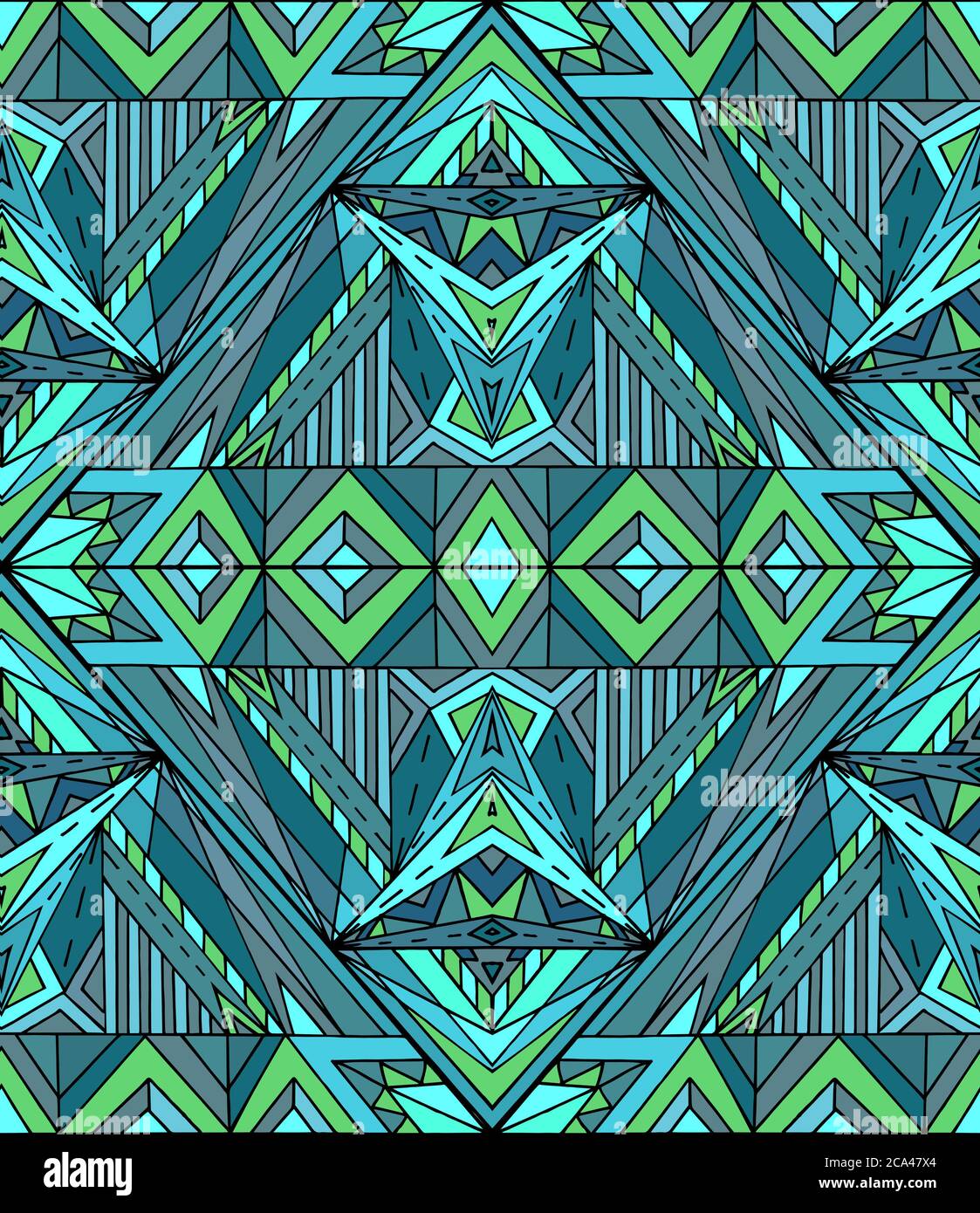 Abstract ethnic pattern in green tones. Vector background for your ...