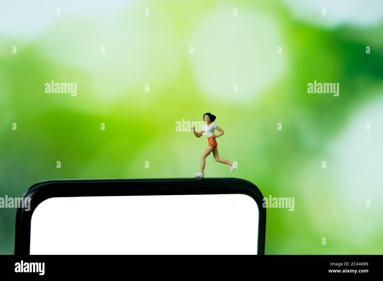 Running and jogging tracking app concept. A men running above ...