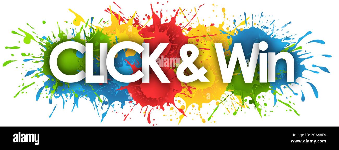 CLICK & Win in splash’s background Stock Photo - Alamy