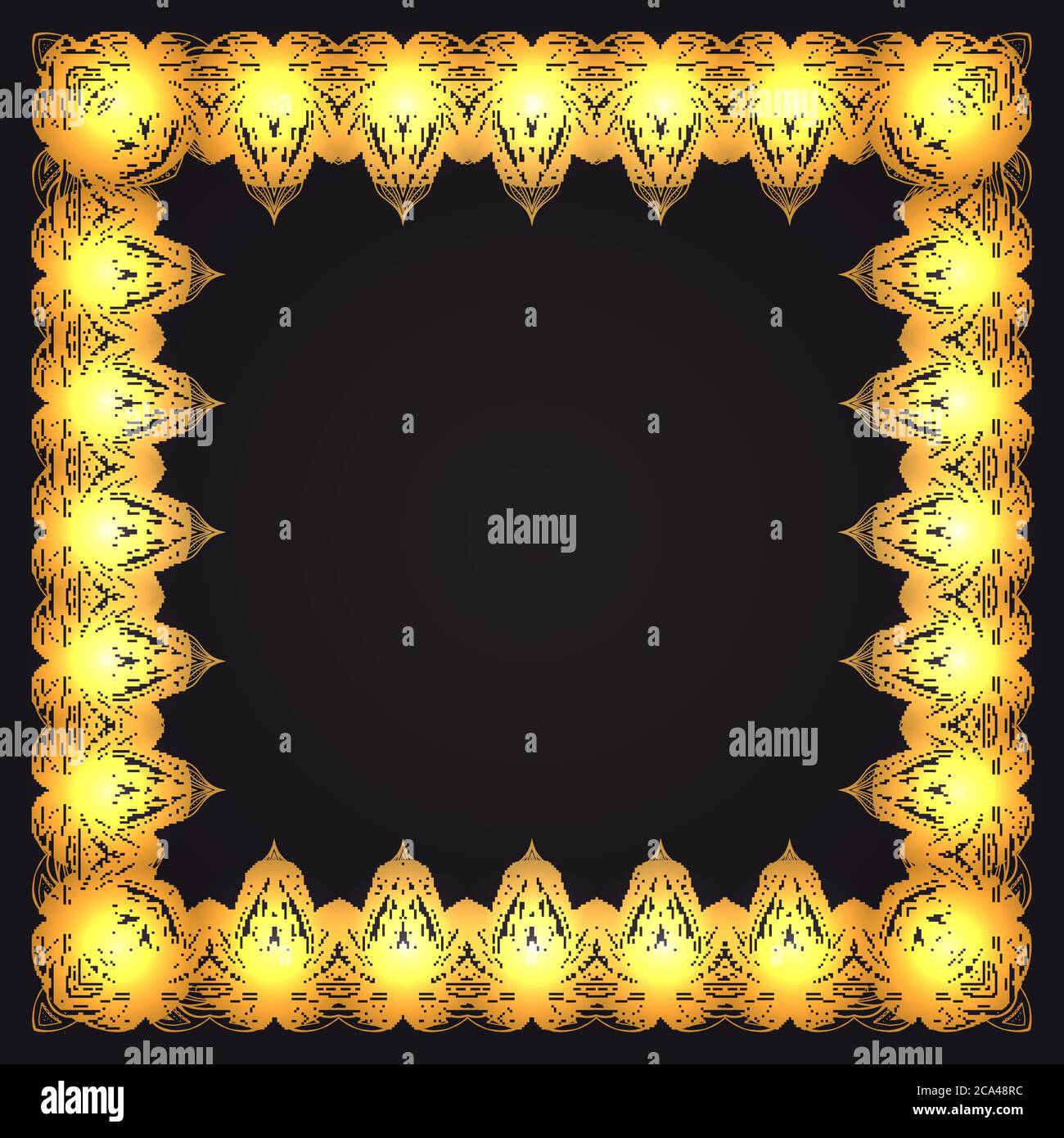 Luxury gold frame with boho pattern. Doodle element for wedding ...
