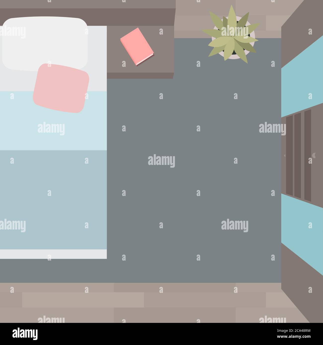 Flat illustration bedrooms with furniture and a view from above Stock ...