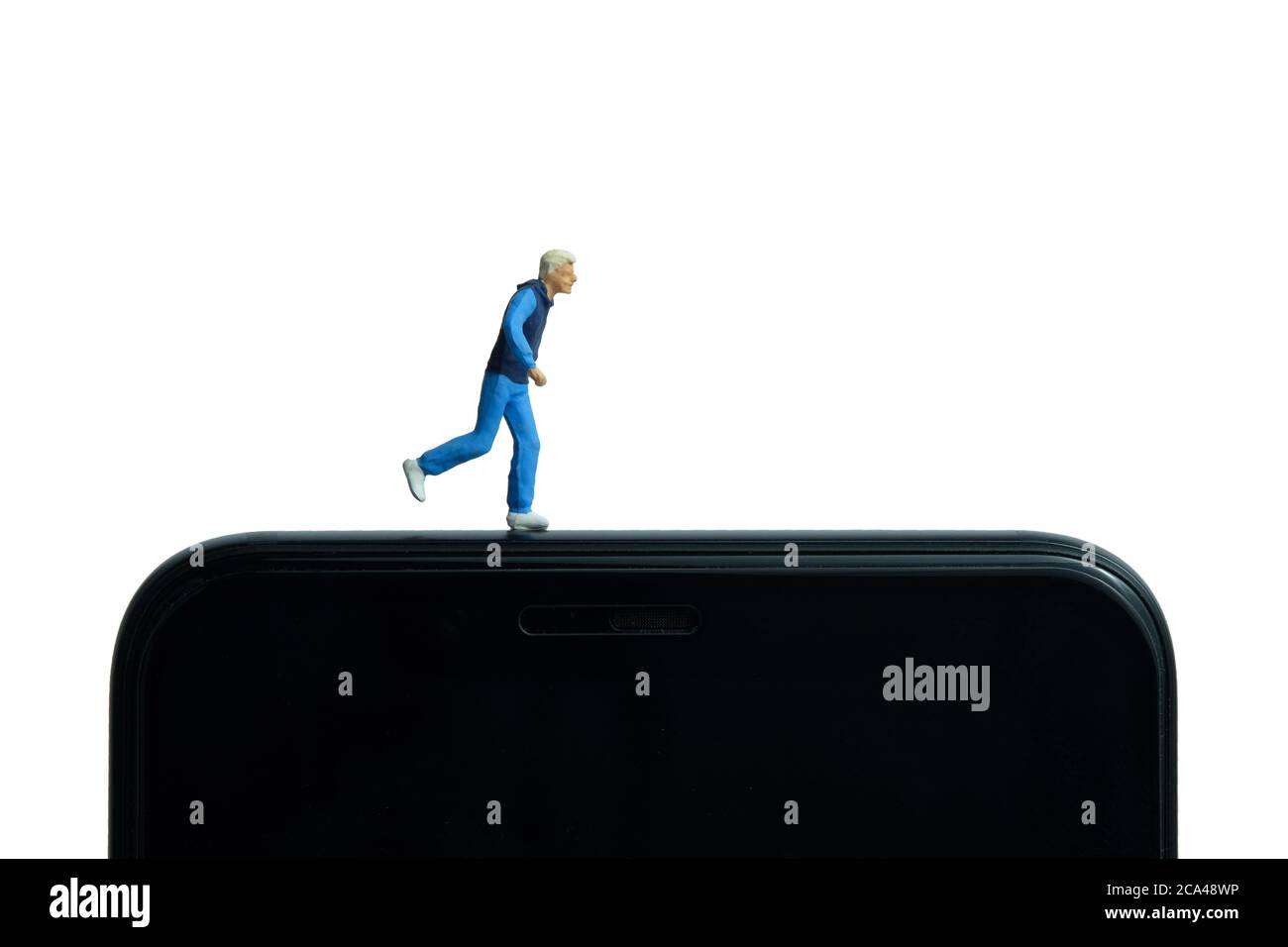 Running and jogging tracking app concept. A men running above ...