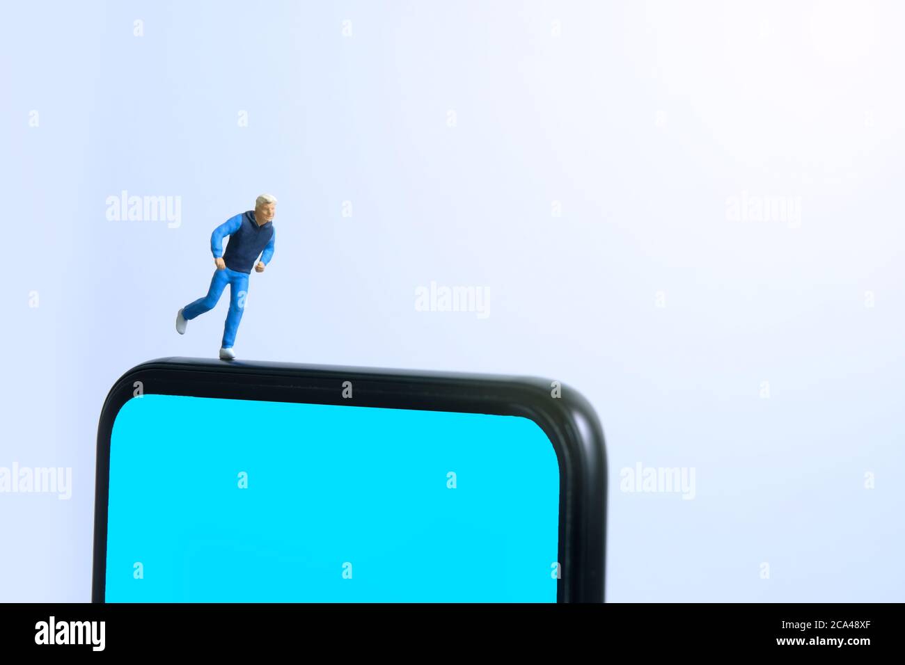 Running and jogging tracking app concept. A men running above ...