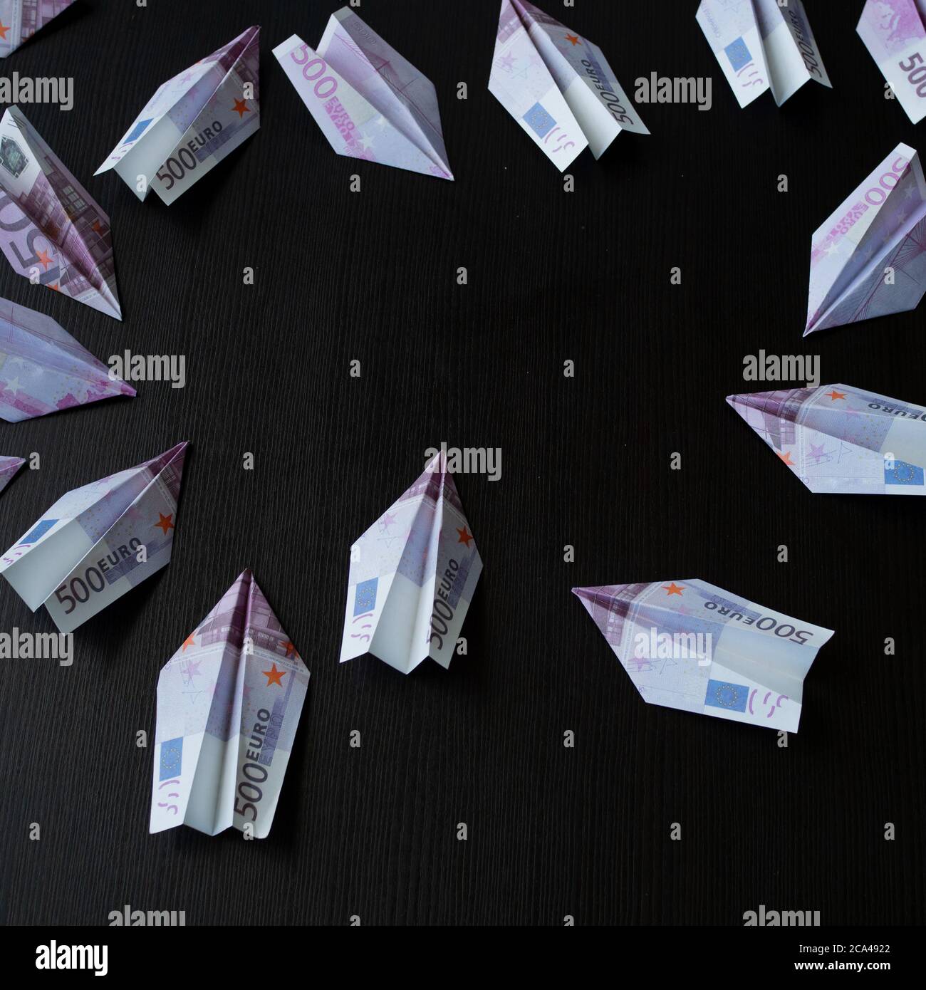 Paper airplanes made of Euro banknotes, the concept of cash flow ...