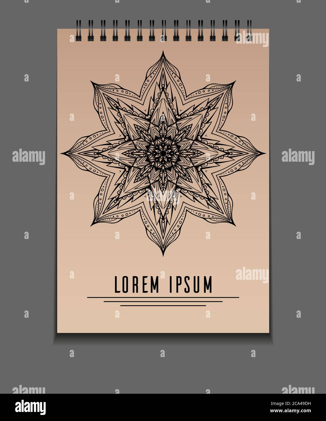 Template notebook on springs with freehand mandala and place for text ...