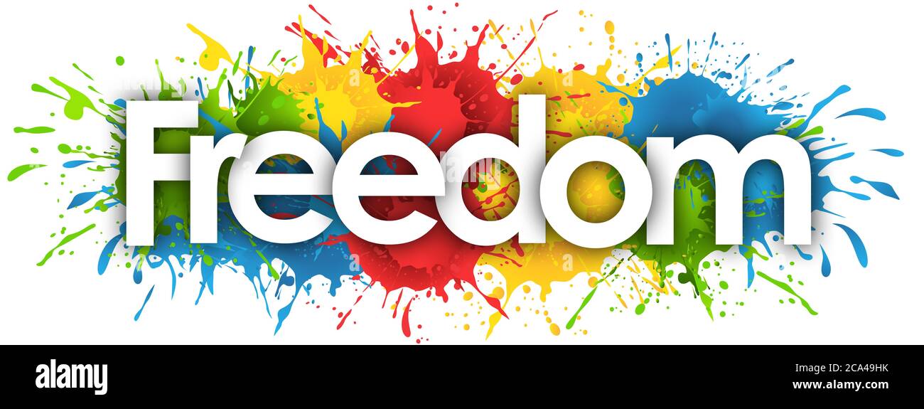 freedom in splash’s background Stock Photo - Alamy