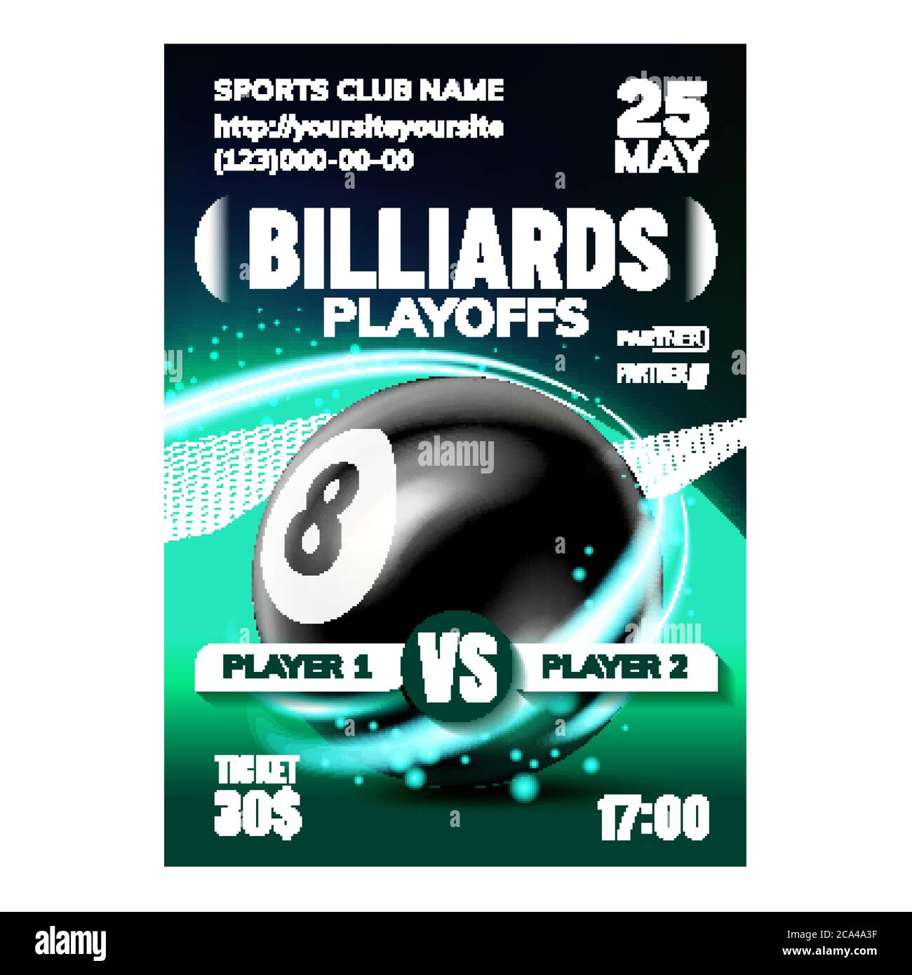 Billiard Leisure Active Sport Game Banner Vector Stock Vector Image ...